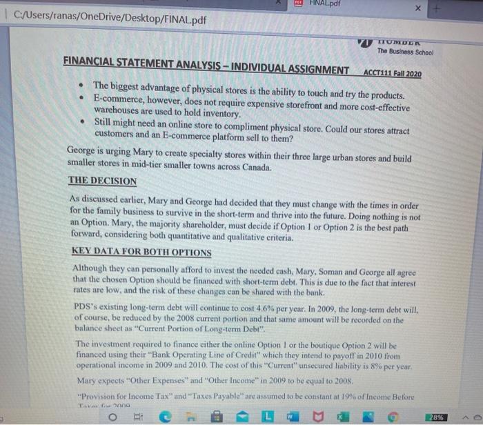 FINANCIAL STATEMENT ANALYSIS – INDIVIDUAL ASSIGNMENT | Chegg.com