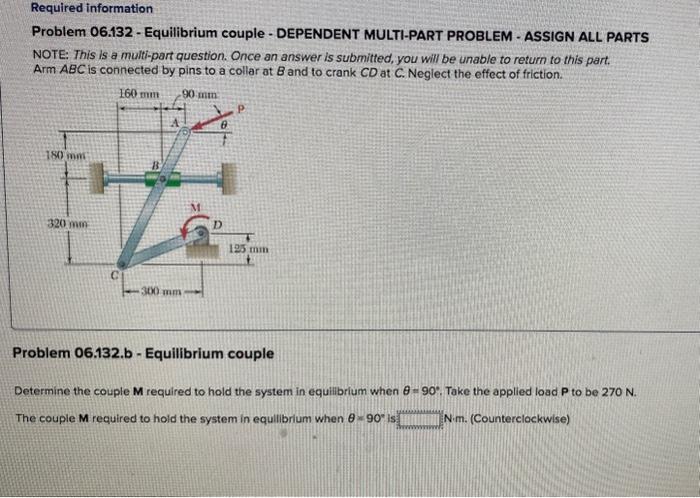 Solved Problem 06.132 - Equilibrium couple - DEPENDENT | Chegg.com