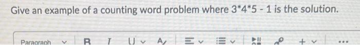 Solved Give an example of a counting word problem where | Chegg.com
