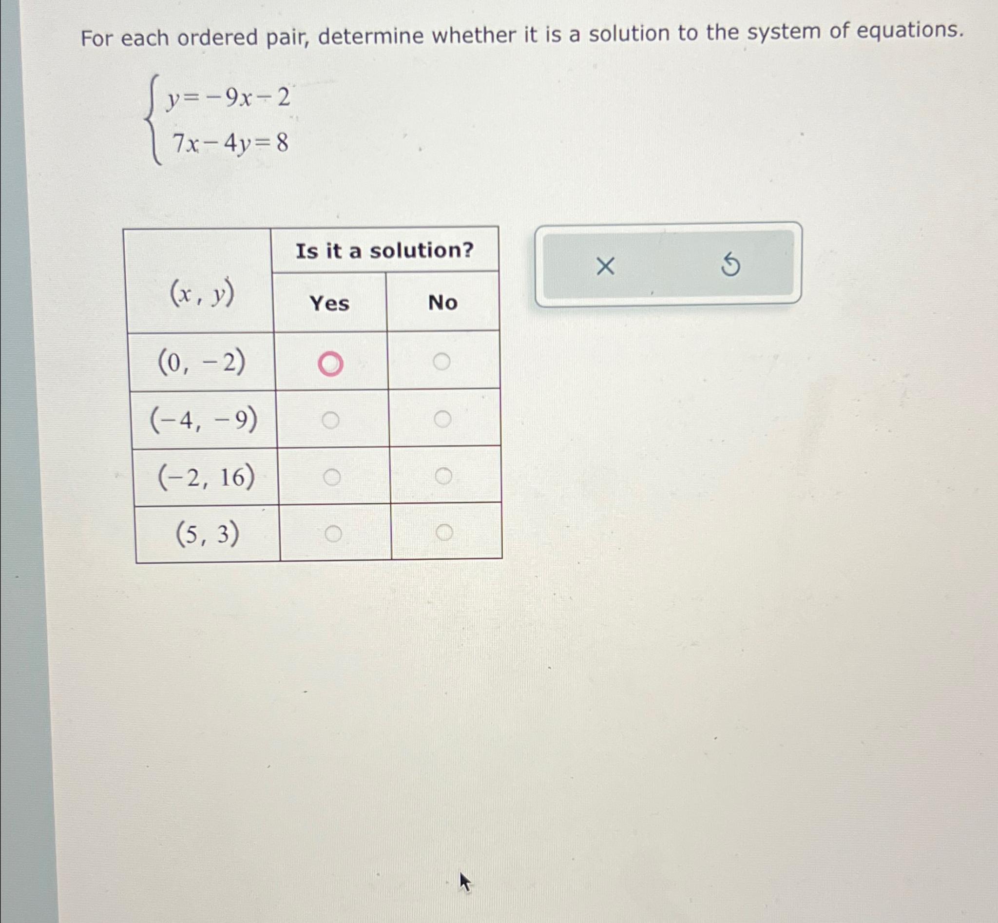 Solved For each ordered pair, determine whether it is a | Chegg.com