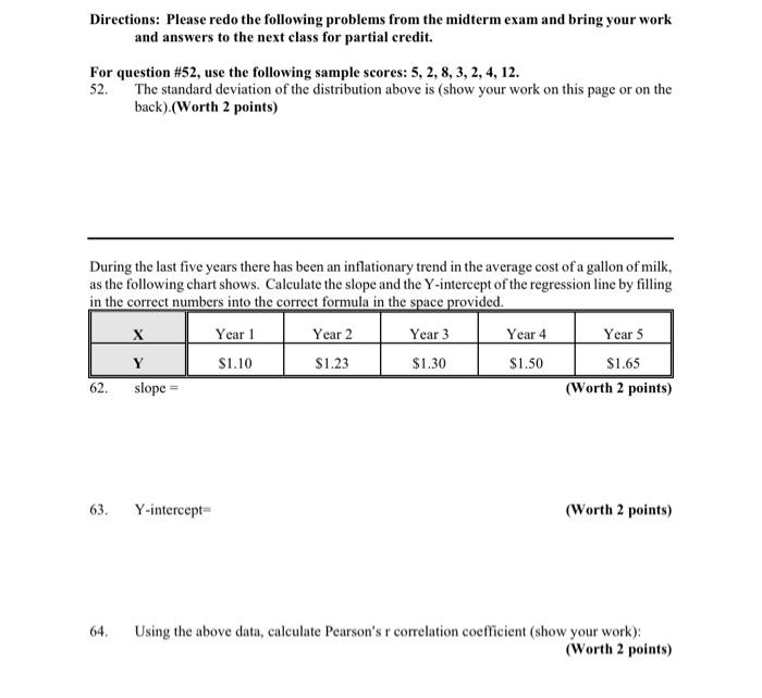 Solved Directions: Please redo the following problems from | Chegg.com