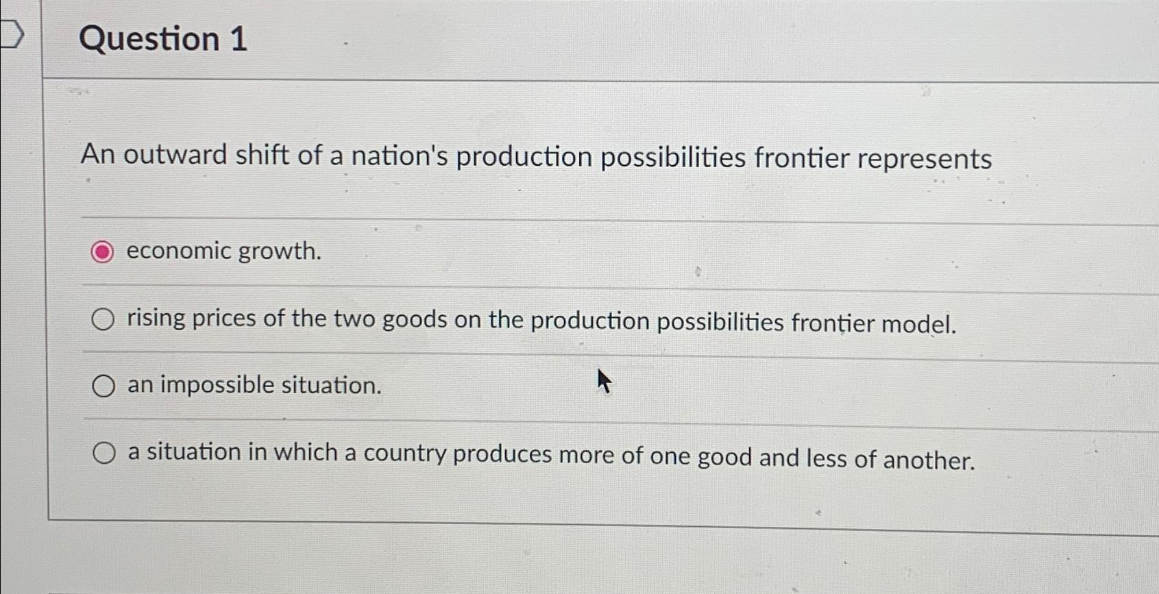 Solved Question 1An outward shift of a nation's production | Chegg.com