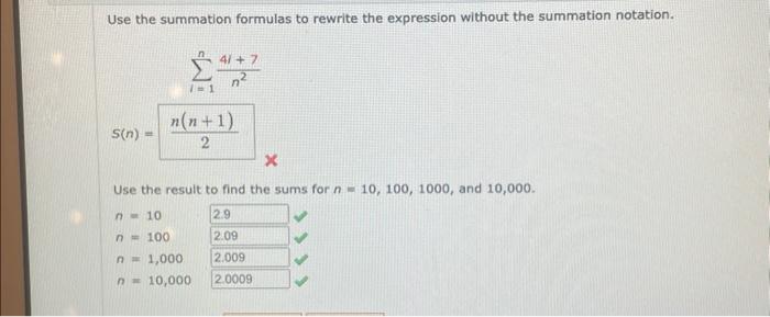 Solved Use the summation formulas to rewrite the expression | Chegg.com