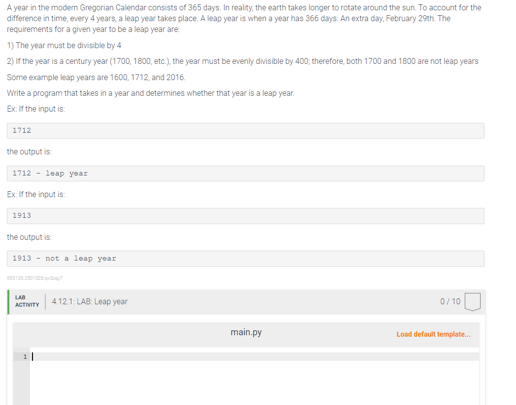 Solved A year in the modern Gregorian Calendar consists of | Chegg.com
