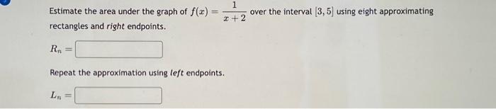 Solved Estimate the area under the graph of f(x) = = | Chegg.com