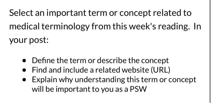 Solved Select an important term or concept related to | Chegg.com