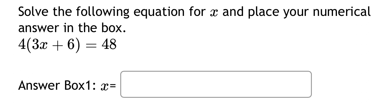 Solved Solve the following equation for x ﻿and place your | Chegg.com