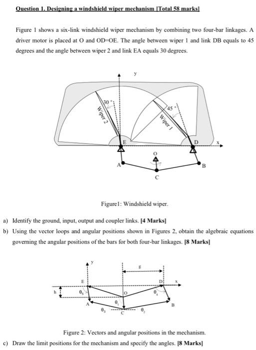 Question 1. Designing a windshield wiper mechanism | Chegg.com