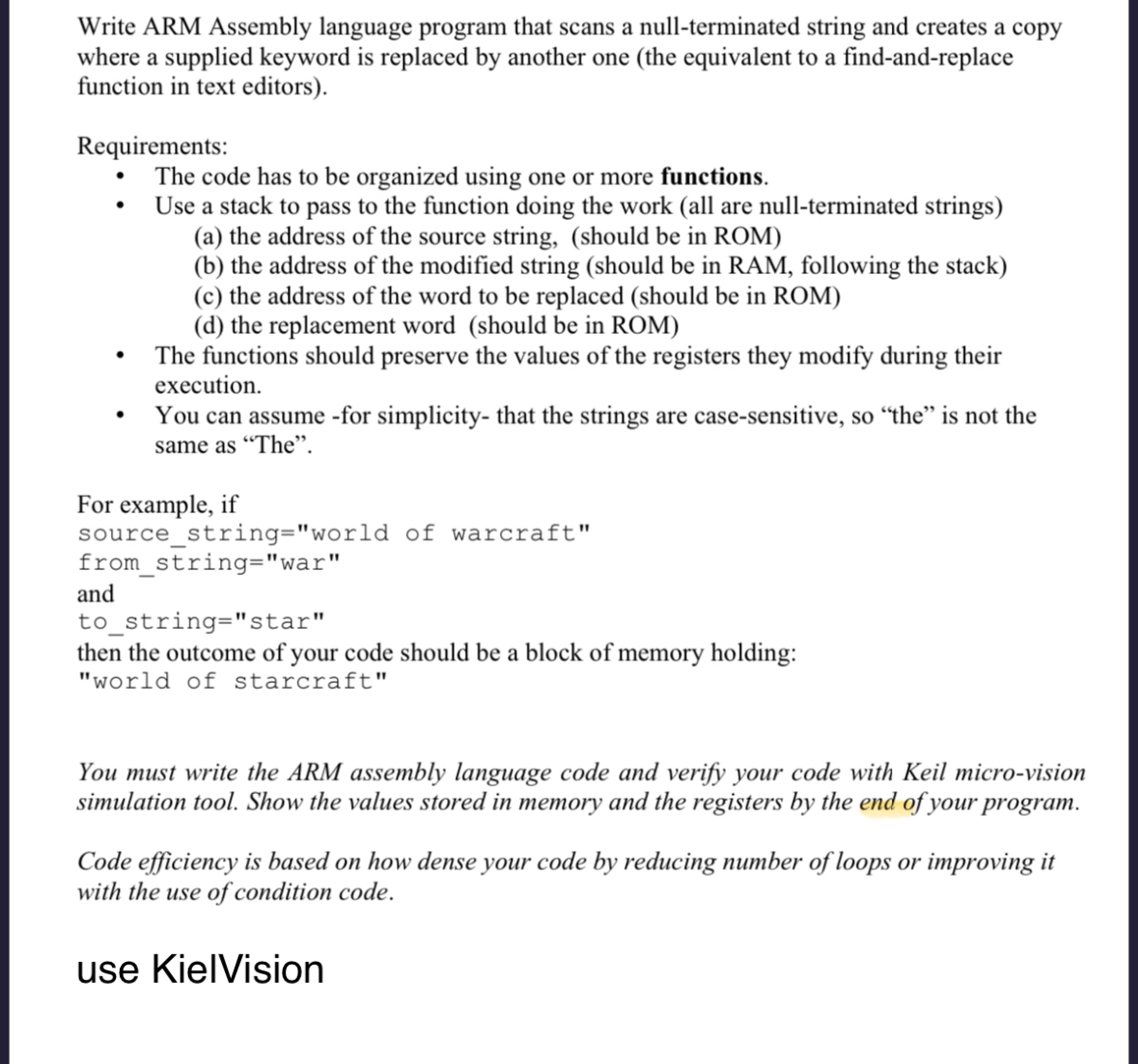 Solved Write ARM Assembly language program that scans a | Chegg.com