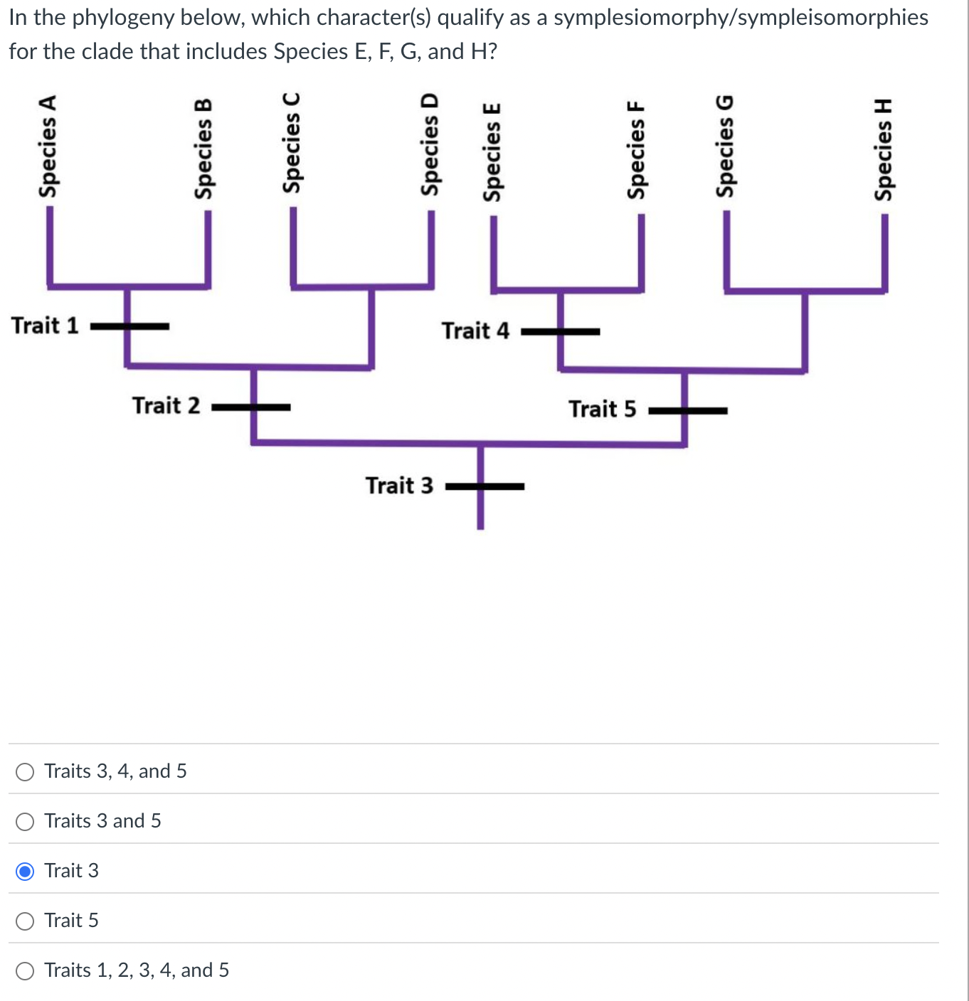 Solved In the phylogeny below, which character(s) ﻿qualify | Chegg.com
