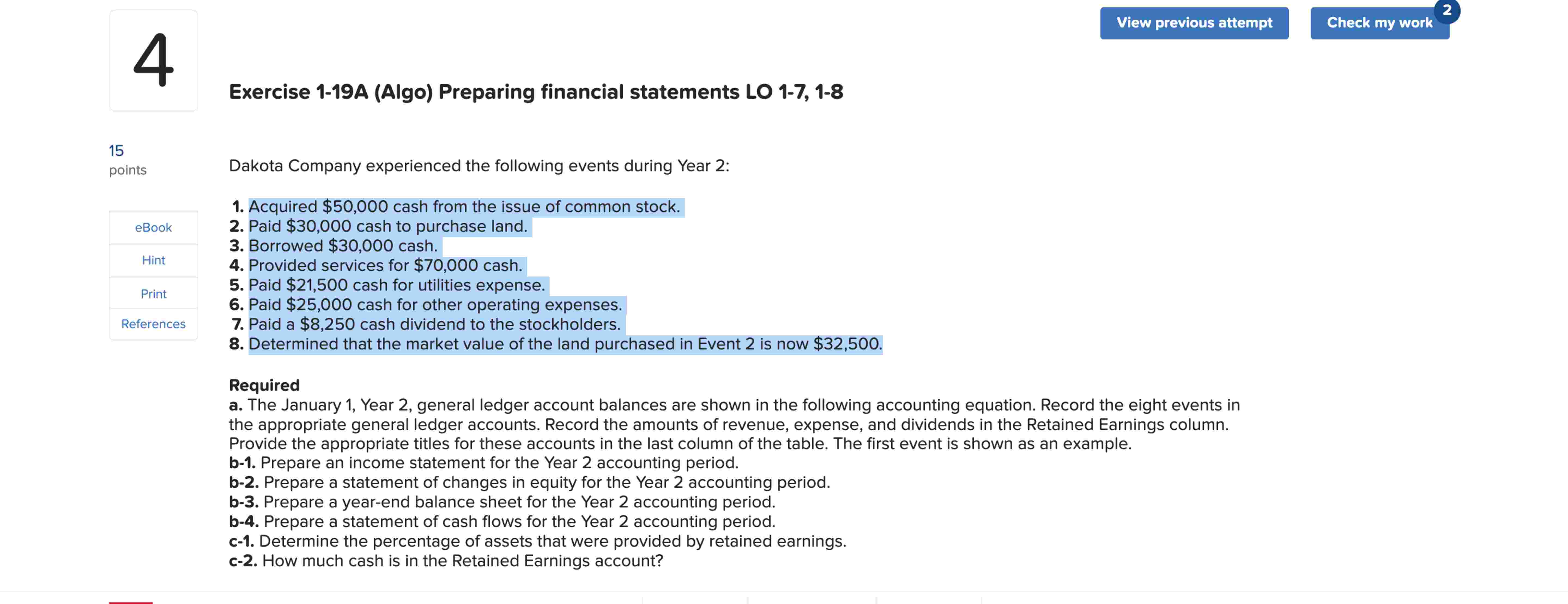 Solved Exercise 1-19A (Algo) ﻿Preparing financial statements | Chegg.com