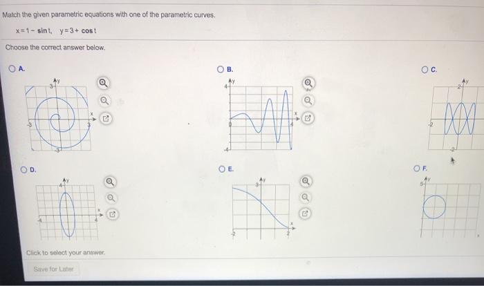 Solved Match the given parametric equations with one of the | Chegg.com