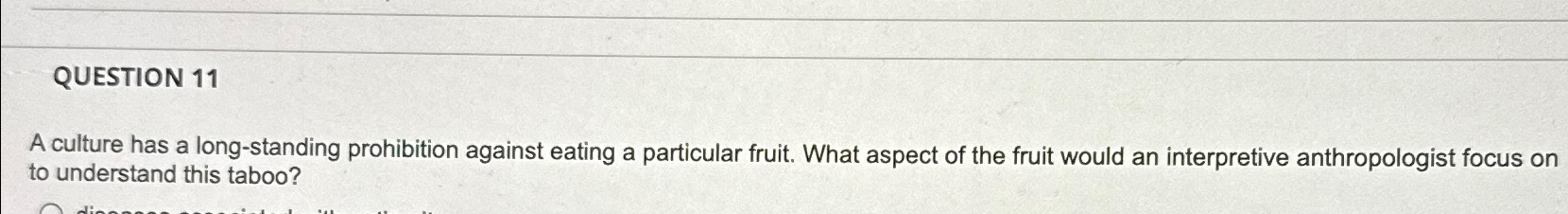 Solved QUESTION 11A culture has a long-standing prohibition | Chegg.com
