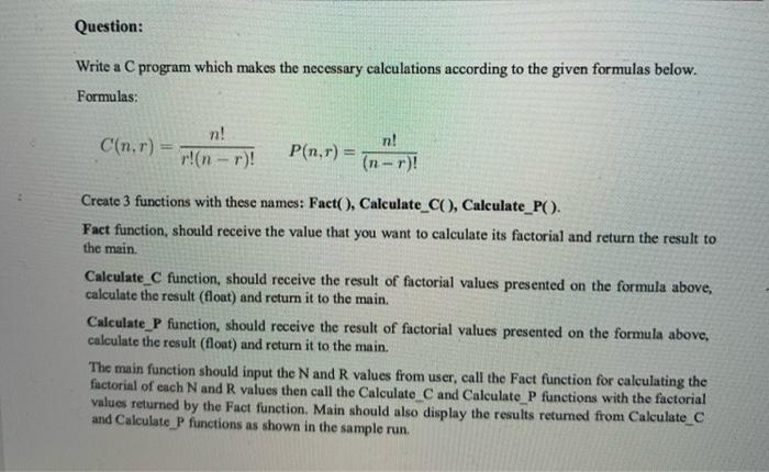 Solved Question: Write a C program which makes the necessary | Chegg.com
