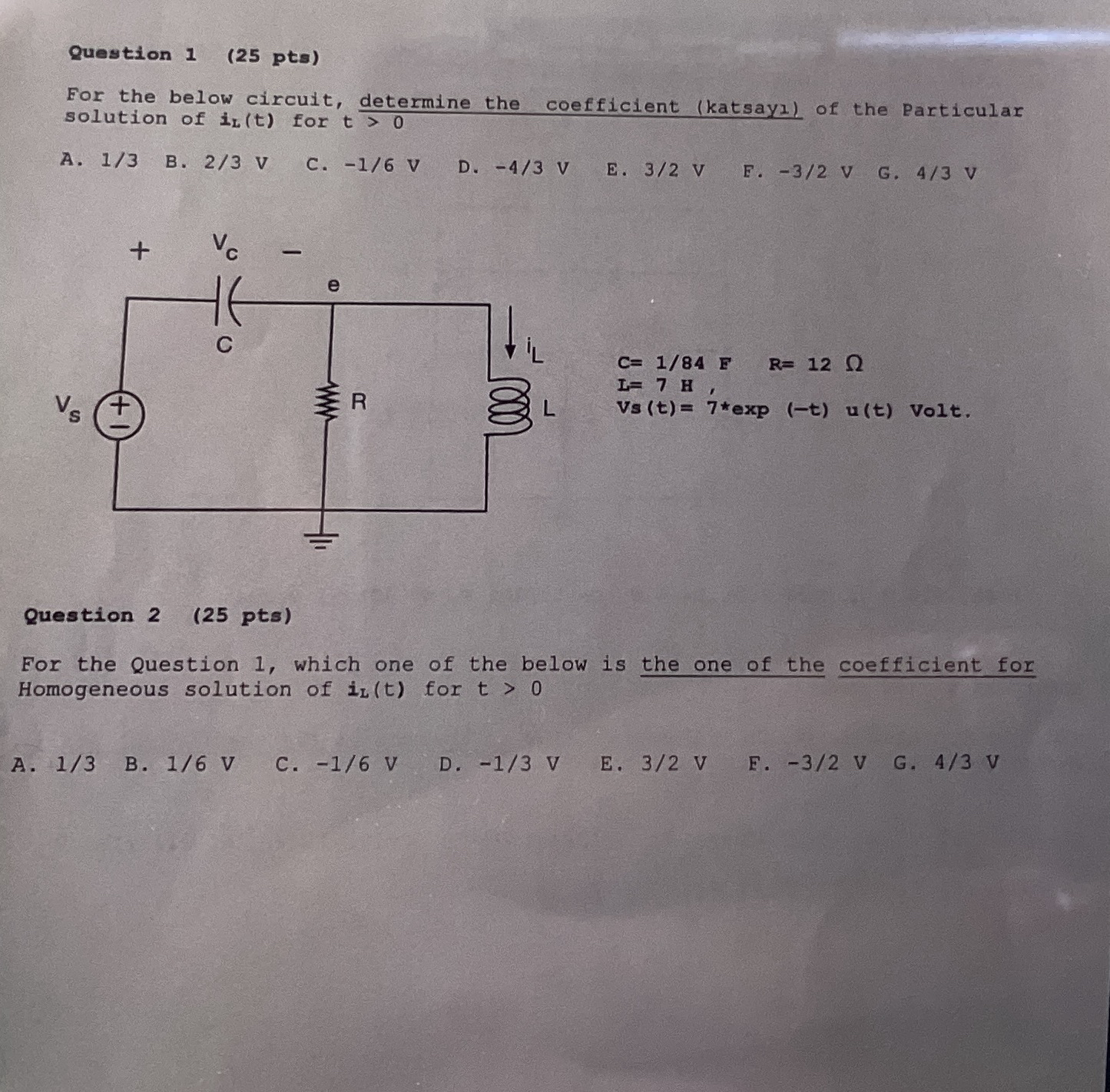 Solved Question 1 (25 ﻿pts)For the below circuit, determine | Chegg.com
