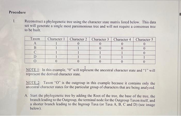 Solved Reconstruct a phylogenetic tree using the character | Chegg.com