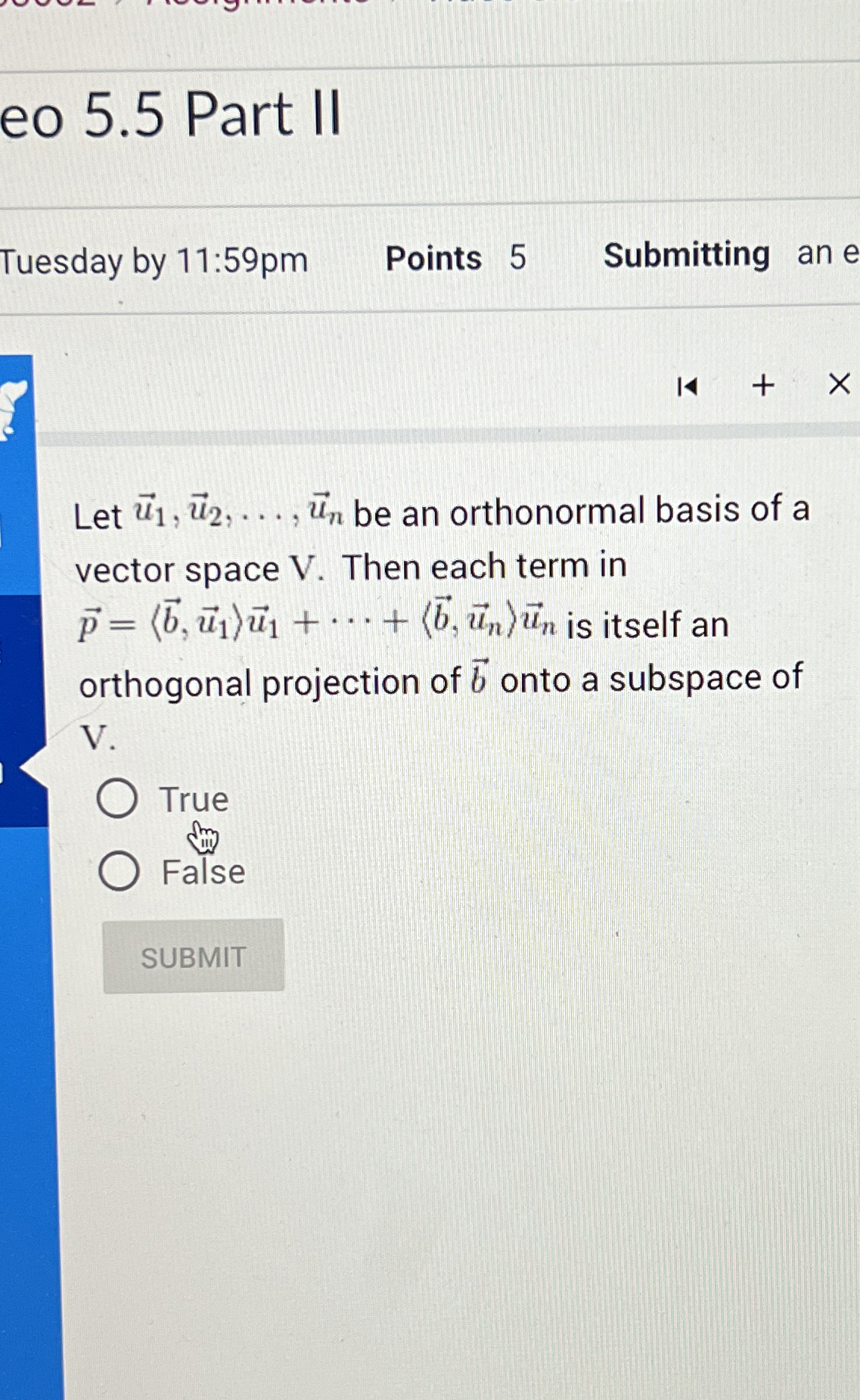 Solved Let vec(u)1,vec(u)2,dots,vec(u)n ﻿be an orthonormal | Chegg.com