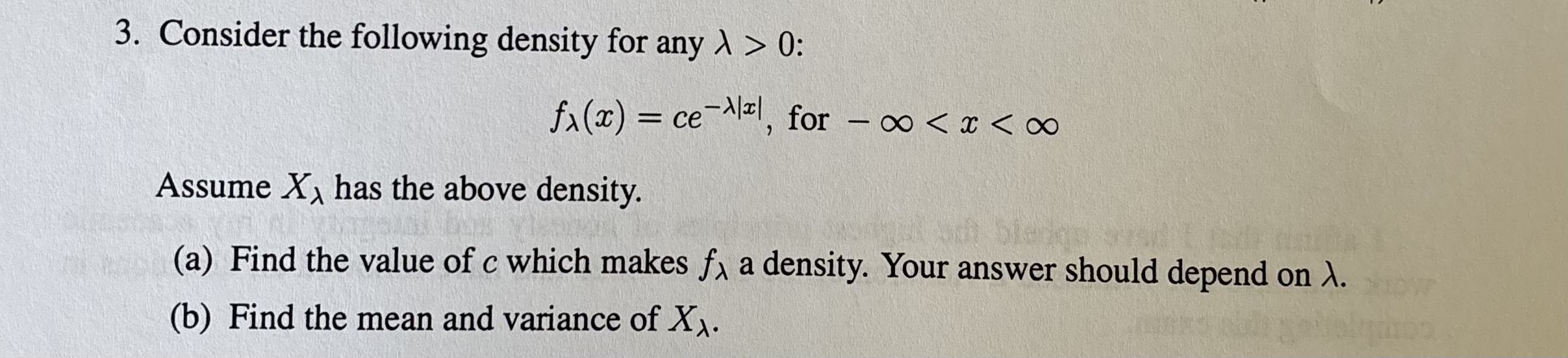 Solved Consider the following density for any λ>0 | Chegg.com