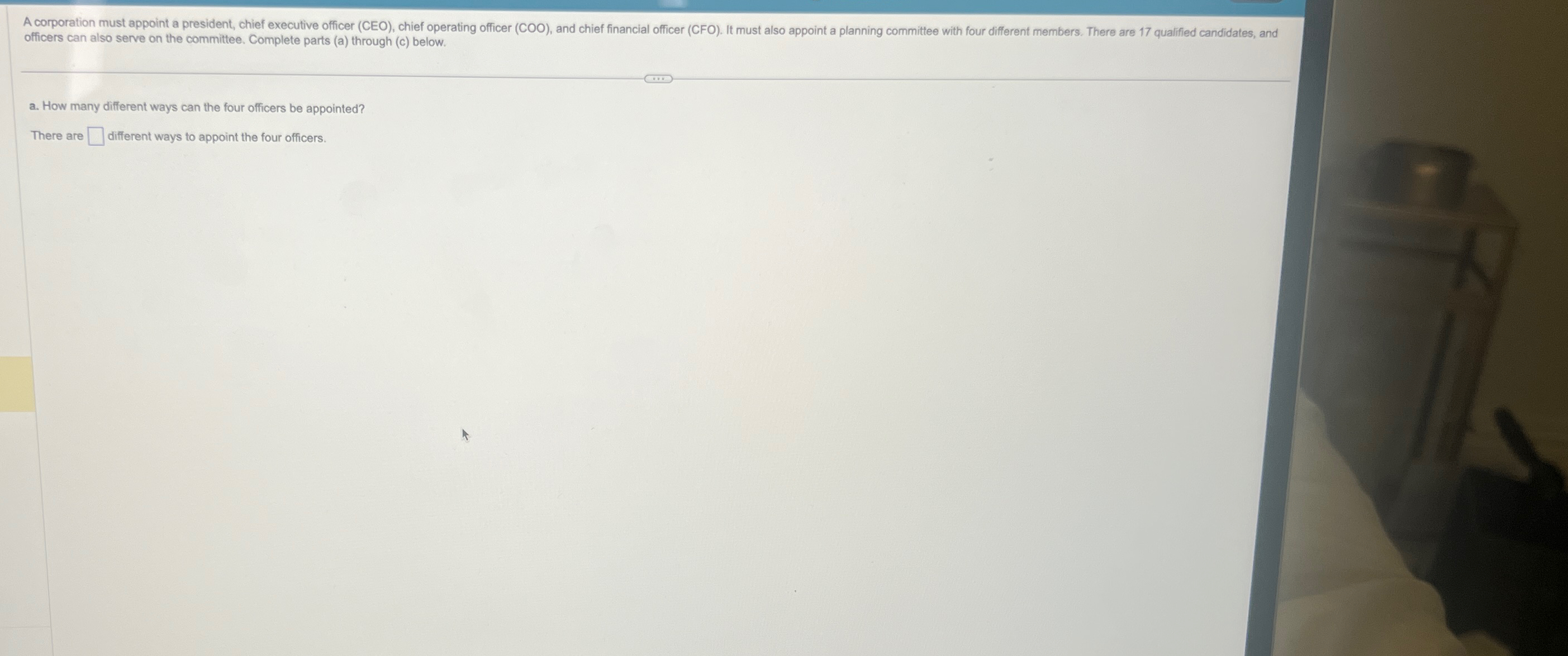 Solved officers can also serve on the committee. Complete | Chegg.com