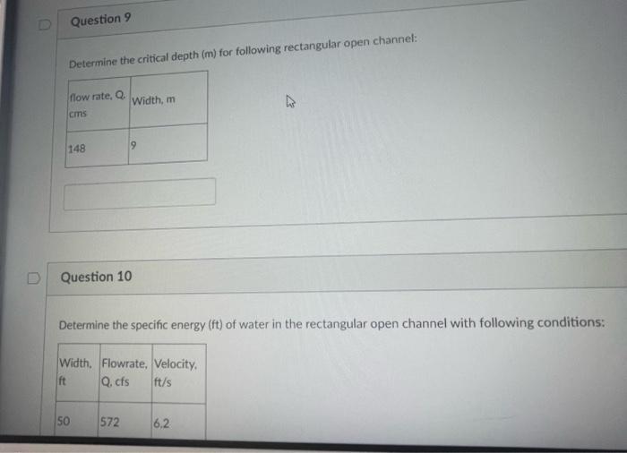 Solved Determine the critical depth (m) for following | Chegg.com