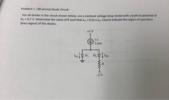 Solved Problem 1. (30 points) Diode Circuit For all diodes | Chegg.com