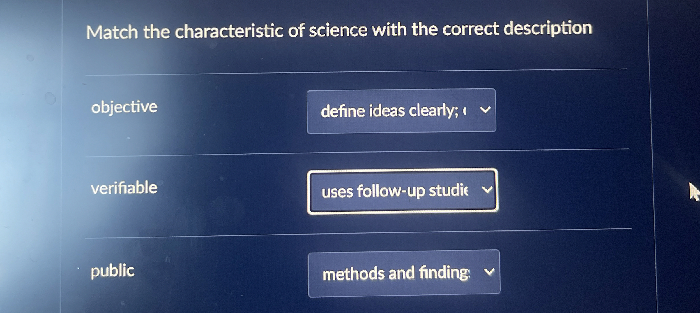 Solved Match the characteristic of science with the correct | Chegg.com