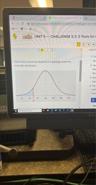 Solved The marks scored by students in a geology oxam aro | Chegg.com