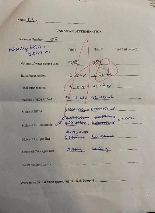 Solved CliEM 1100 Calcium Analysis by EDTA Titration One of | Chegg.com