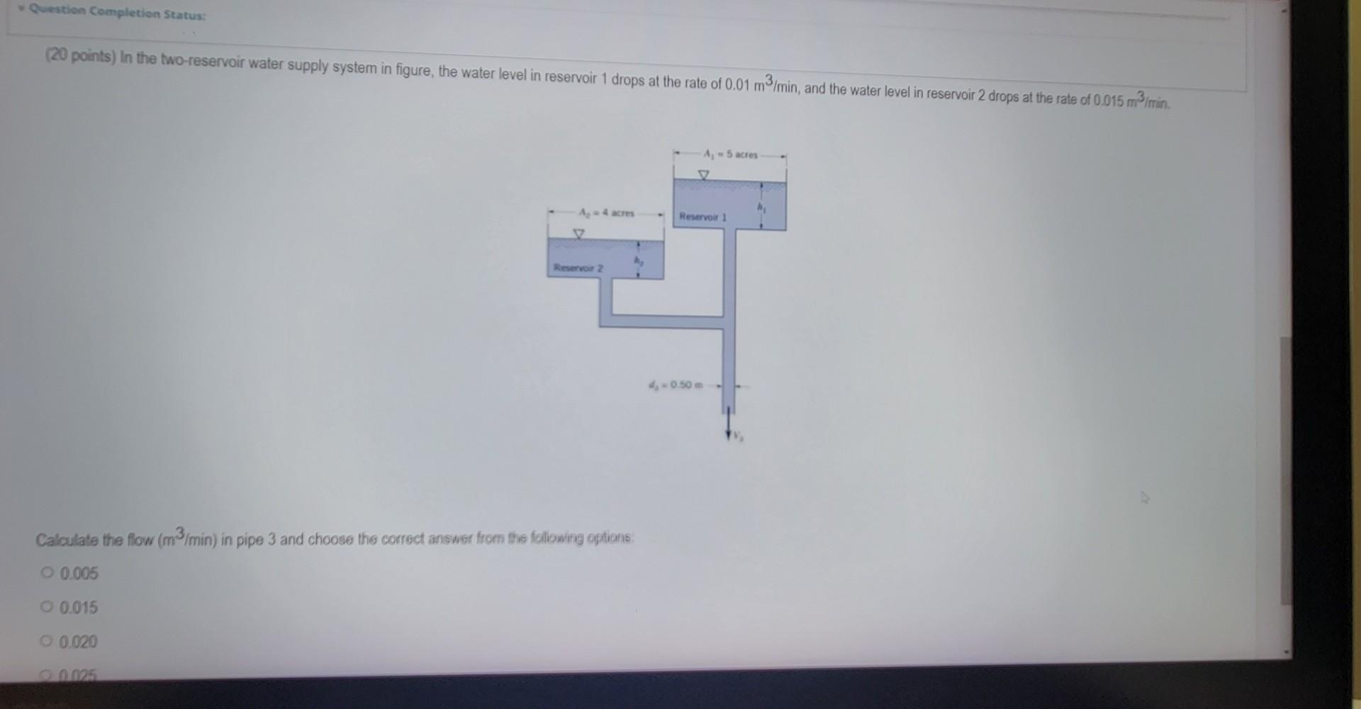 Solved (20 points) In the two-reservoir water supply system | Chegg.com