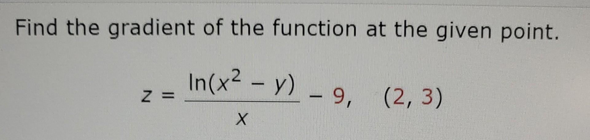 Solved Find the gradient of the function at the given point. | Chegg.com