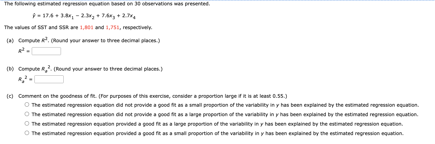 The following estimated regression equation based | Chegg.com