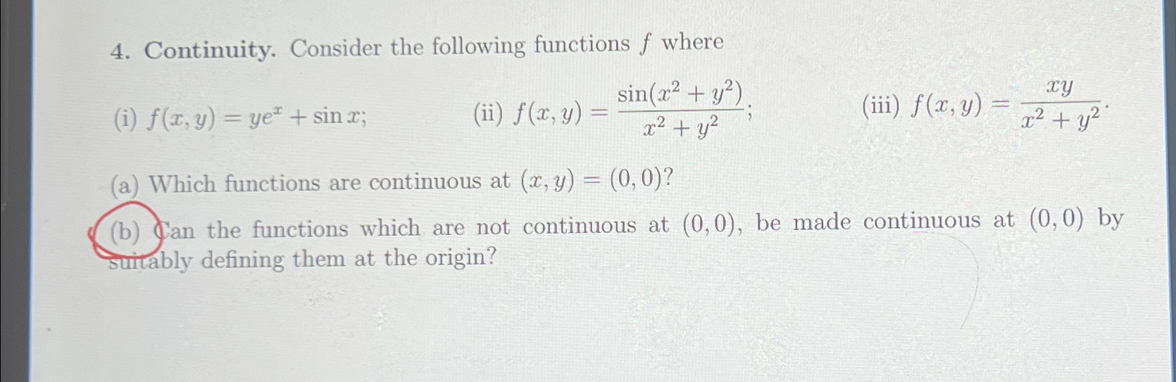 Solved Continuity. Consider the following functions f | Chegg.com
