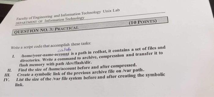 Solved Write a script code that accomplish these tasks: I. | Chegg.com