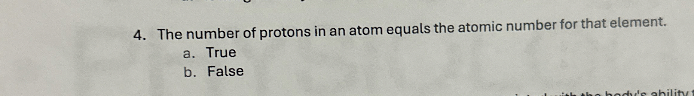 Solved The number of protons in an atom equals the atomic | Chegg.com