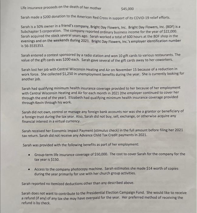 Tax Return-Individual No. 5 Instructions: Please | Chegg.com