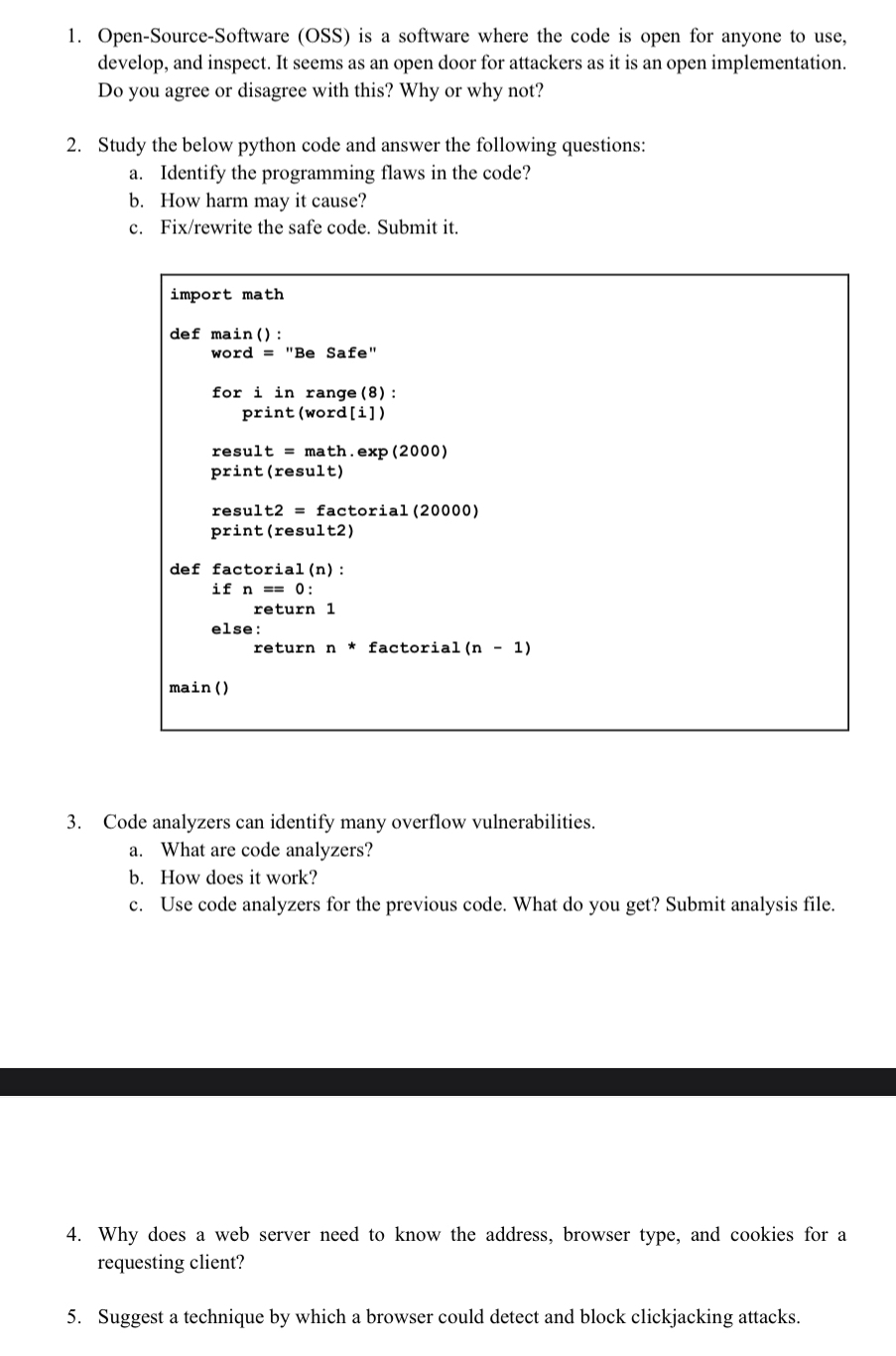 Solved please don't use chatGPT, solve all 5 ﻿questions | Chegg.com