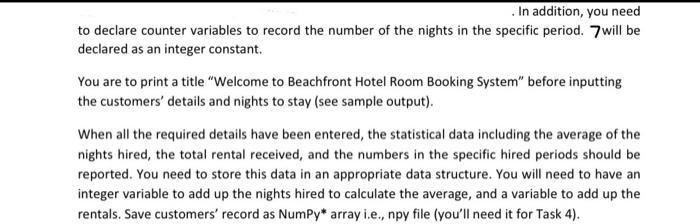 Solved In addition, you need to declare counter variables to | Chegg.com