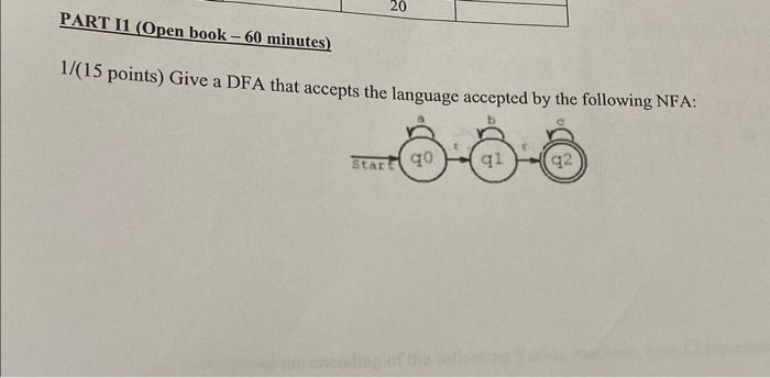 Solved 1/(15 points) Give a DFA that accepts the language | Chegg.com
