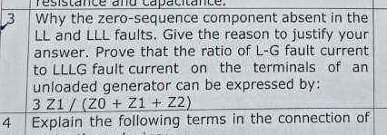Solved 3 Why the zero-sequence component absent in the LL | Chegg.com