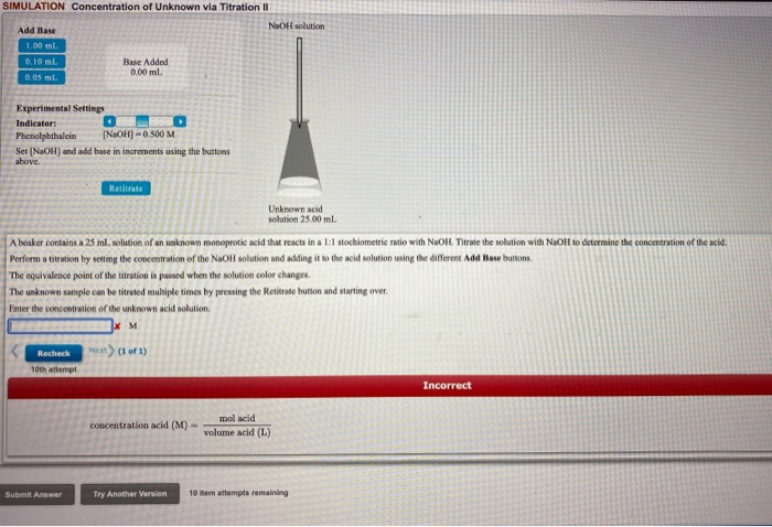 Solved Concentration of Unknown via Titration Il NaOH | Chegg.com