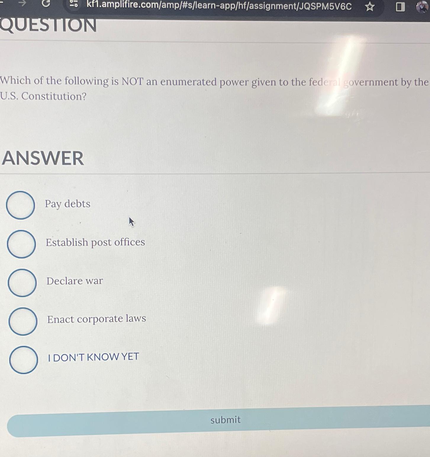 Solved QUESTIONWhich of the following is NOT an enumerated | Chegg.com