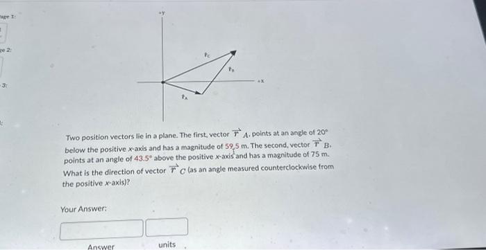 Solved Two position vectors lie in a plane. The first, | Chegg.com