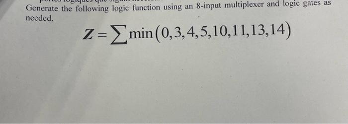 Solved Generate The Following Logic Function Using An 8 5306