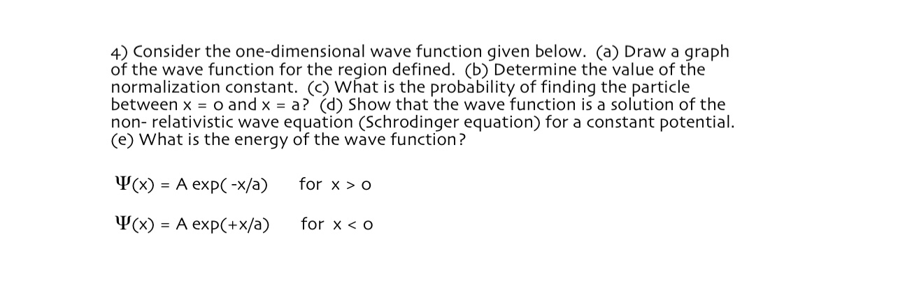Solved Consider the one-dimensional wave function given | Chegg.com