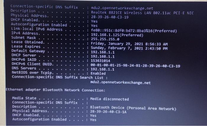 Solved Wireless LAN adapter Local Area Connection* 3; Media | Chegg.com
