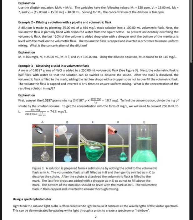 Objectives: • Preparing dilutions of a known stock | Chegg.com