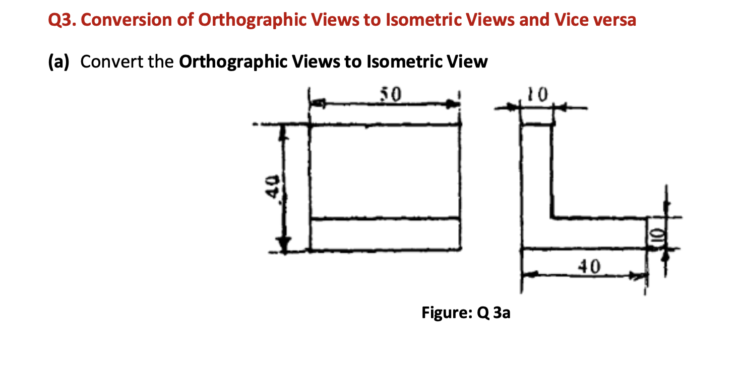 Solved Q3. ﻿Conversion of Orthographic Views to Isometric | Chegg.com