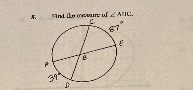 8. Find the measure of ABC. 187° | Chegg.com