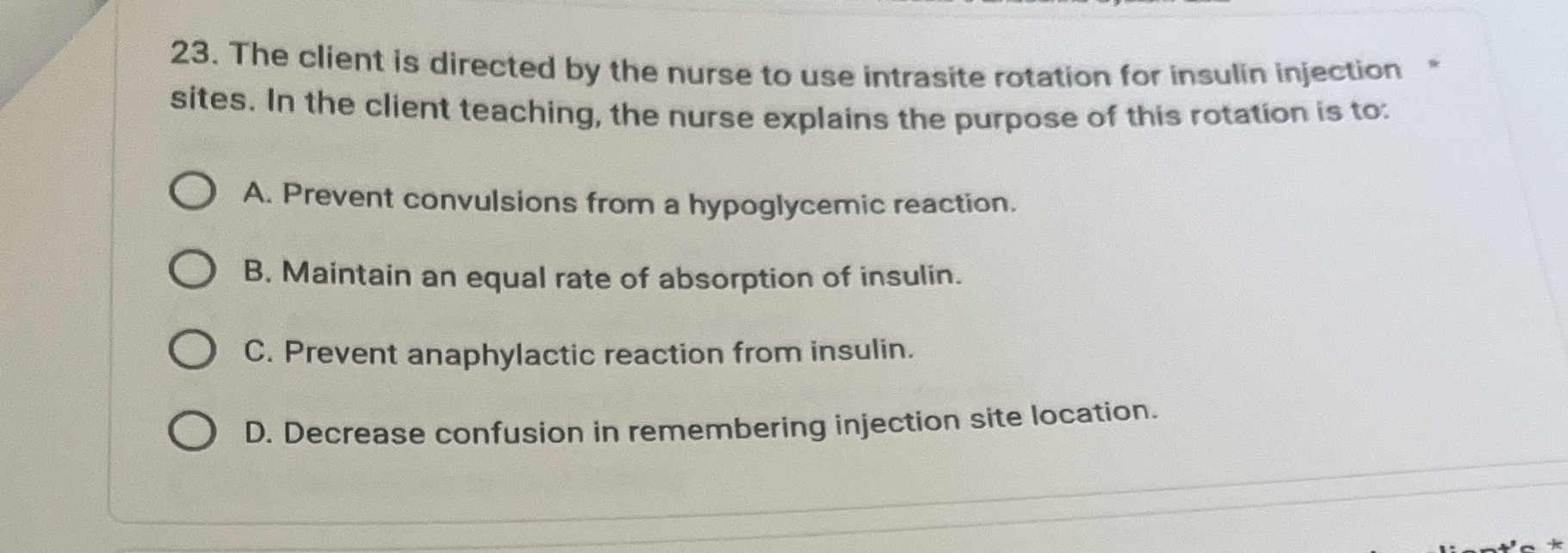 Solved The client is directed by the nurse to use intrasite | Chegg.com