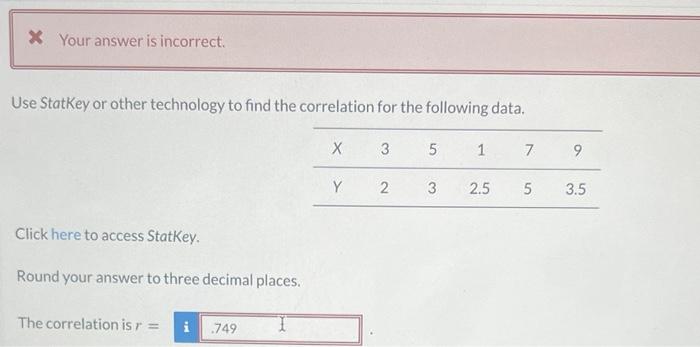 Solved Use StatKey or other technology to find the | Chegg.com